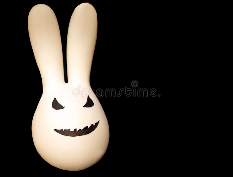 White Rabbit Halloween Symbol on Black Background, Copy Space. Stock ...