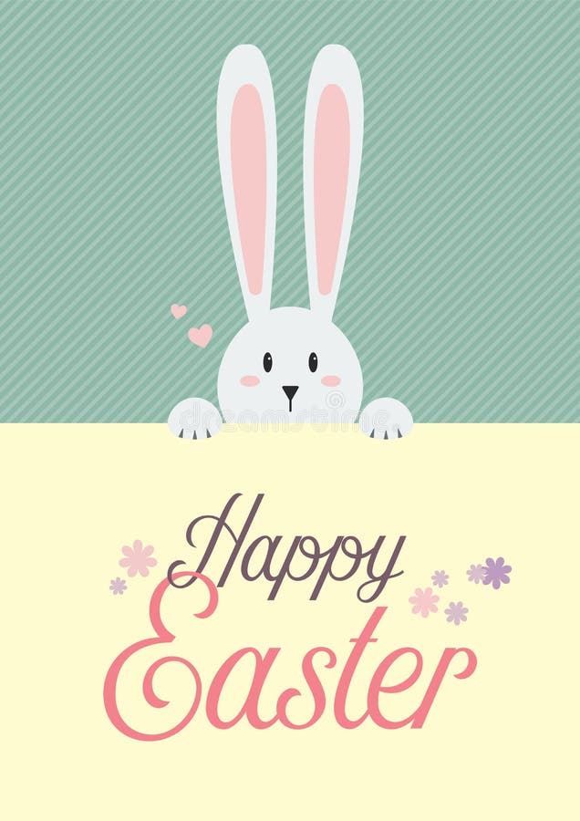 White Rabbit with Happy Easter Sign Stock Vector - Illustration of ...