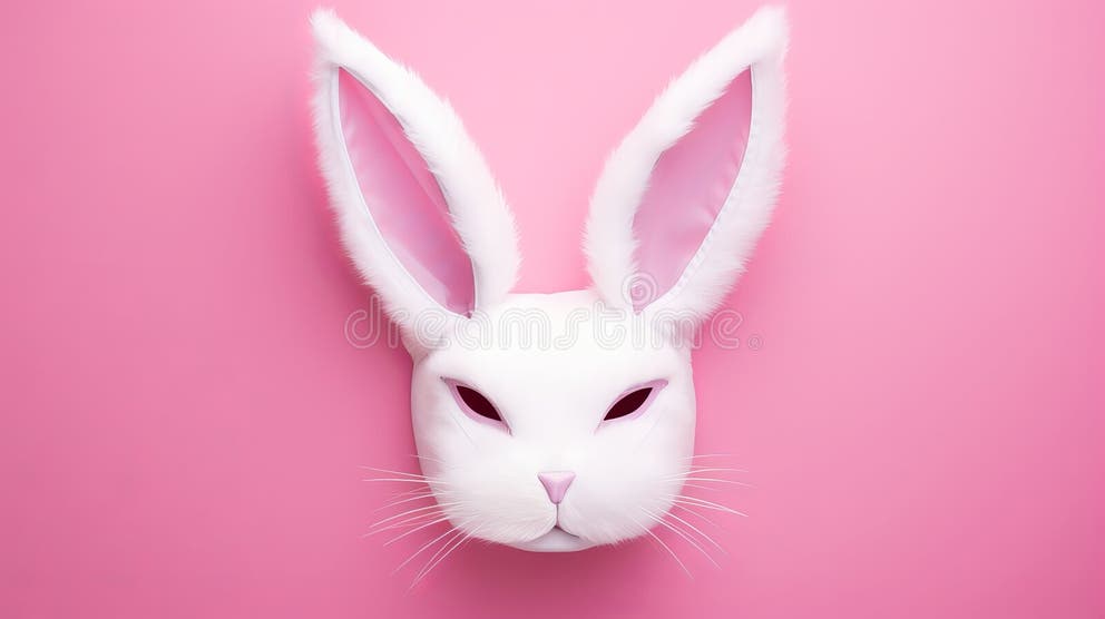 White Rabbit Head on Pink Background. Stock Image - Image of cute ...