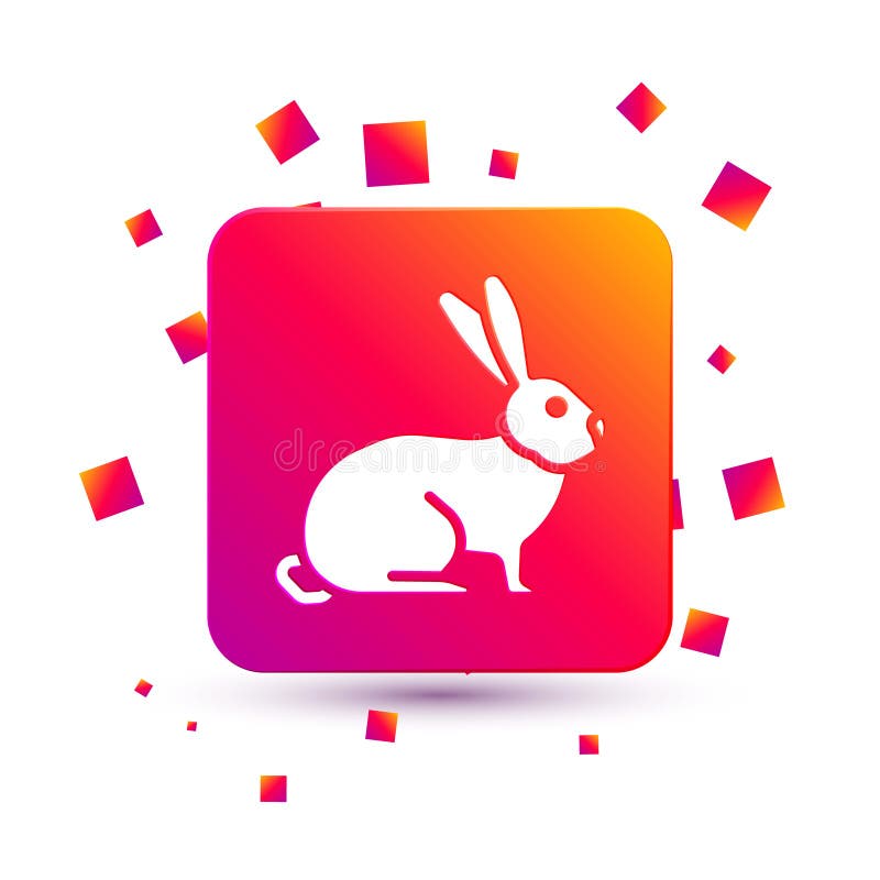 White Rabbit Icon Isolated on White Background. Square Color Button ...