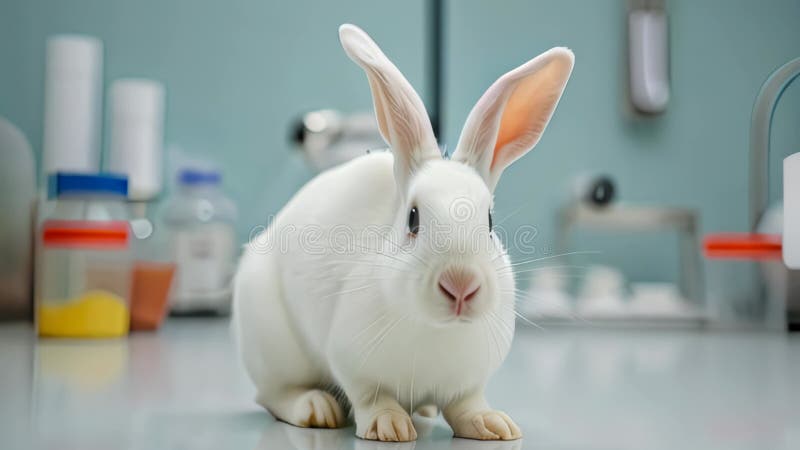 White Rabbit in Laboratory Setting Looking Curious Stock Video - Video ...