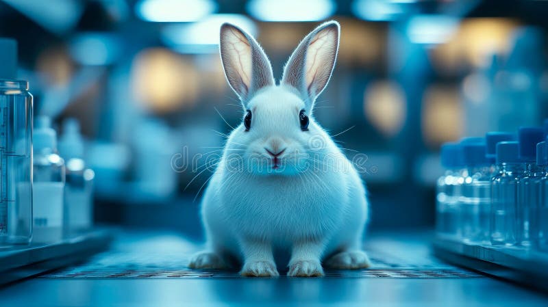A White Rabbit in a Laboratory Setting, Symbolizing Scientific Research ...