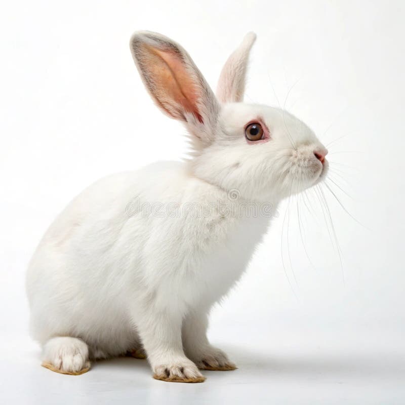 A White Rabbit with Long Ears Stock Illustration - Illustration of ...