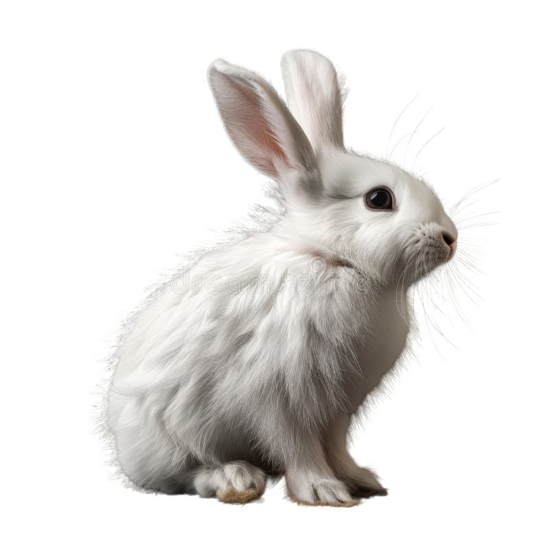 A White Rabbit with Long Whiskers and Ears Sitting Stock Photo ...