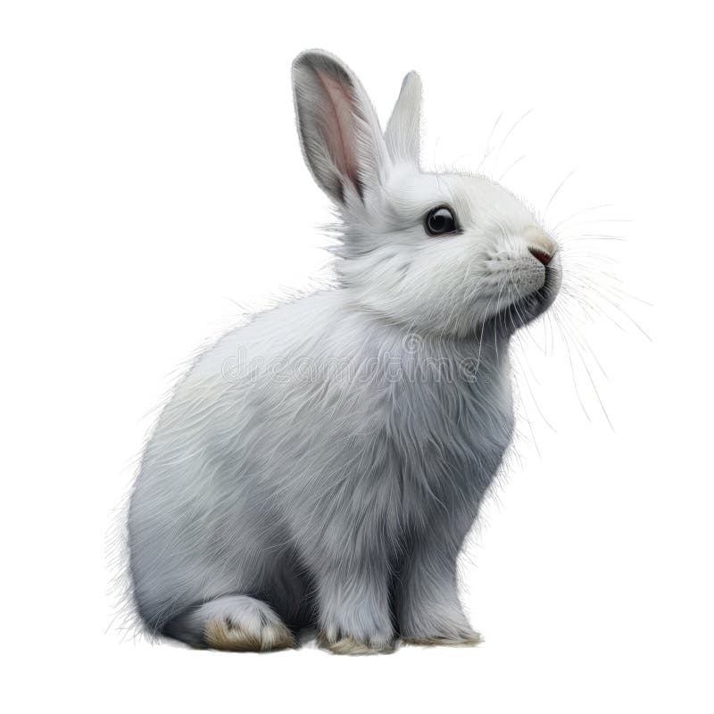 White Rabbit with Long Whiskers Sitting Stock Image - Illustration of ...