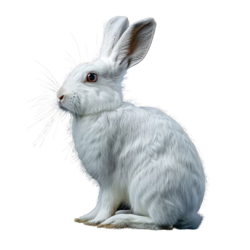 White Rabbit with Long Whiskers Sitting Stock Photo - Illustration of ...