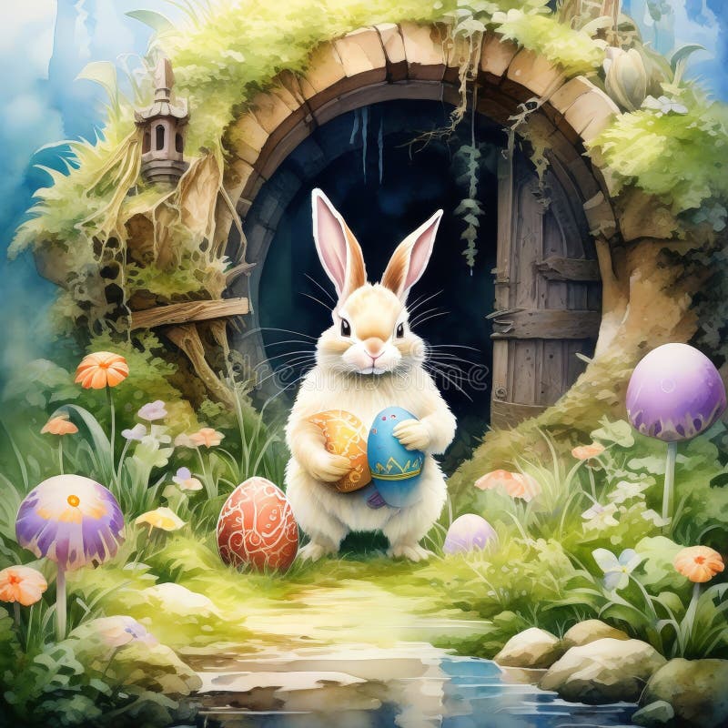 A White Rabbit with Magical Abilities and Big Ears Generative AI Stock ...