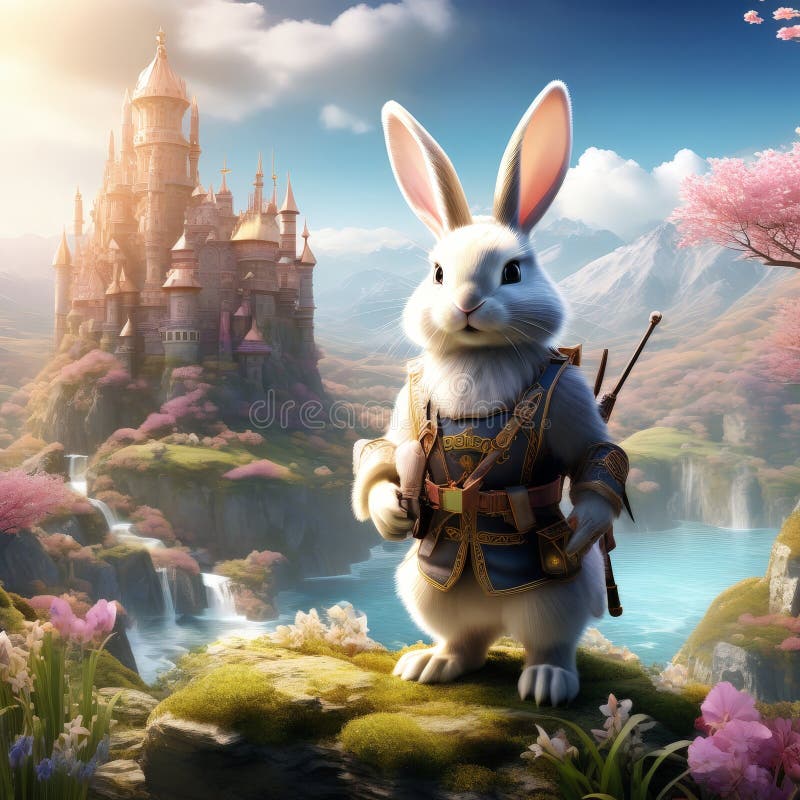 A White Rabbit with Magical Abilities and Big Ears Generative AI Stock ...