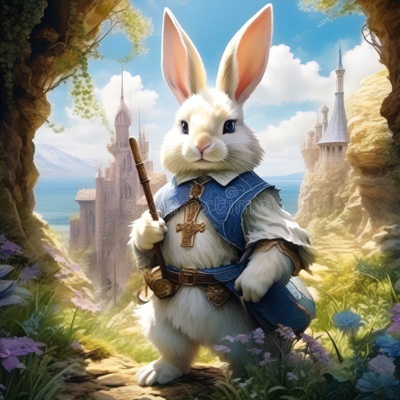A White Rabbit with Magical Abilities and Big Ears Generative AI Stock ...