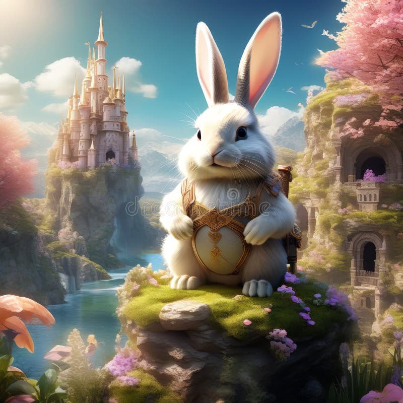 A White Rabbit with Magical Abilities and Big Ears Generative AI Stock ...