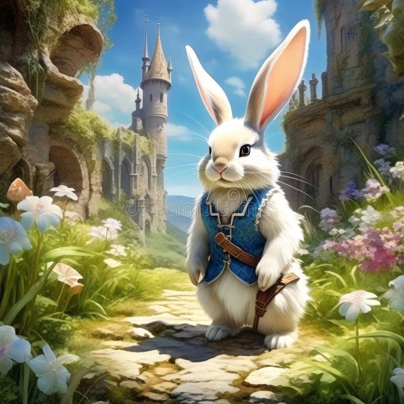 A White Rabbit with Magical Abilities and Big Ears Generative AI Stock ...