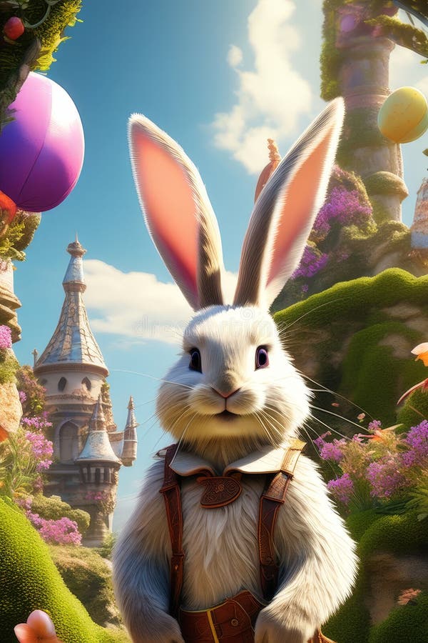 A White Rabbit with Magical Abilities and Big Ears Generative AI Stock ...