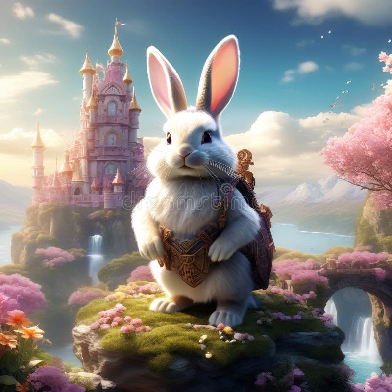 A White Rabbit with Magical Abilities and Big Ears Generative AI Stock ...