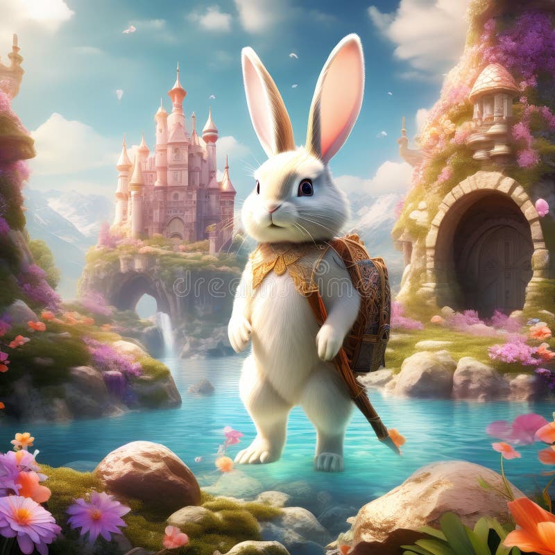 A White Rabbit with Magical Abilities and Big Ears Generative AI Stock ...