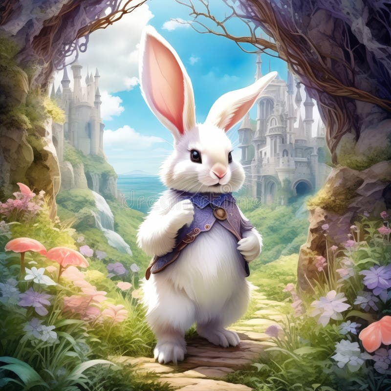 A White Rabbit with Magical Abilities and Big Ears Generative AI Stock ...