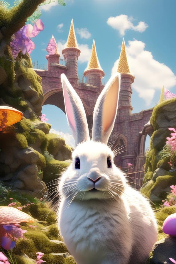 A White Rabbit with Magical Abilities and Big Ears Generative AI Stock ...