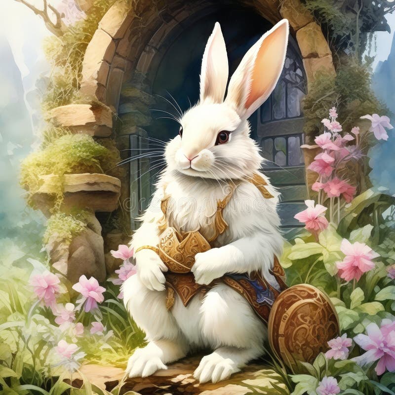 A White Rabbit with Magical Abilities and Big Ears Generative AI Stock ...