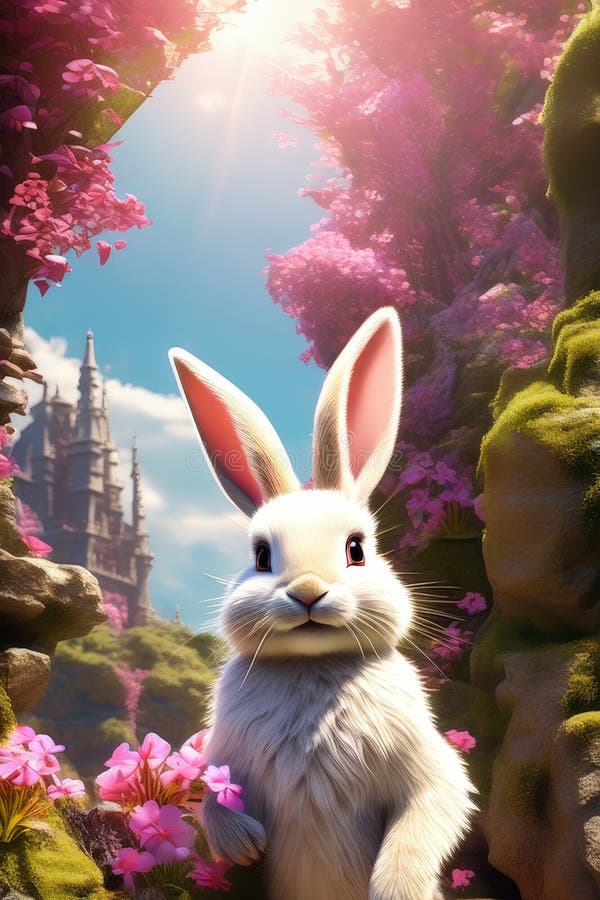 A White Rabbit with Magical Abilities and Big Ears Generative AI Stock ...