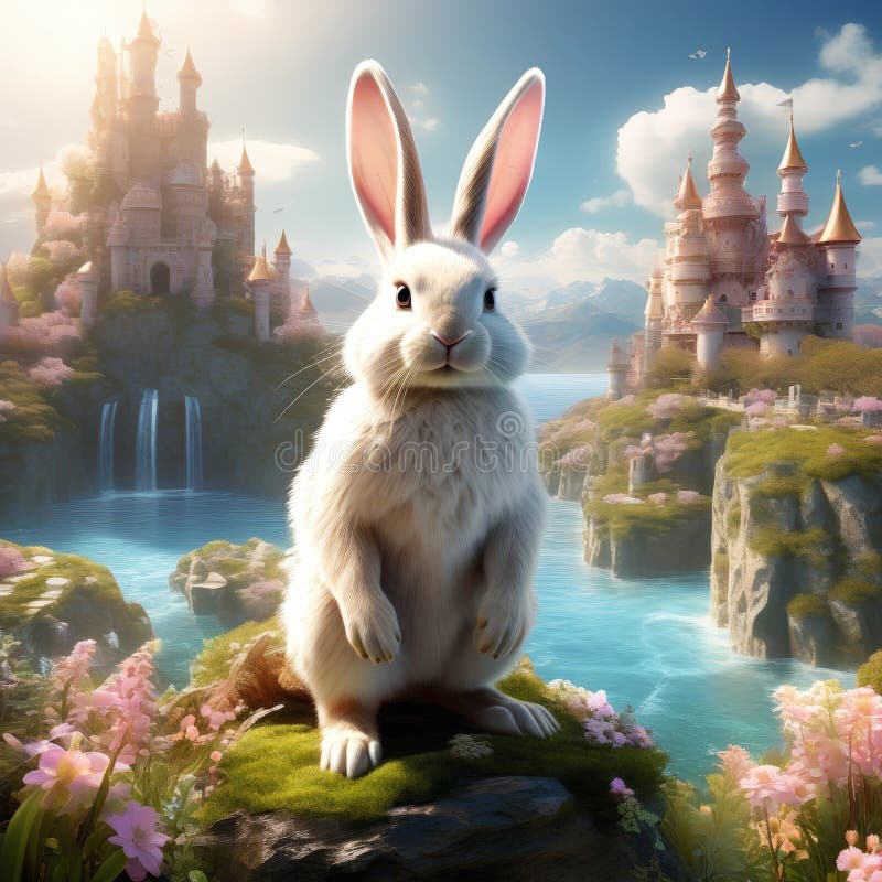 A White Rabbit with Magical Abilities and Big Ears Generative AI Stock ...