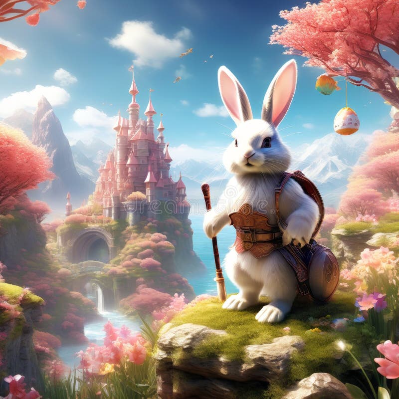 A White Rabbit with Magical Abilities and Big Ears Generative AI Stock ...