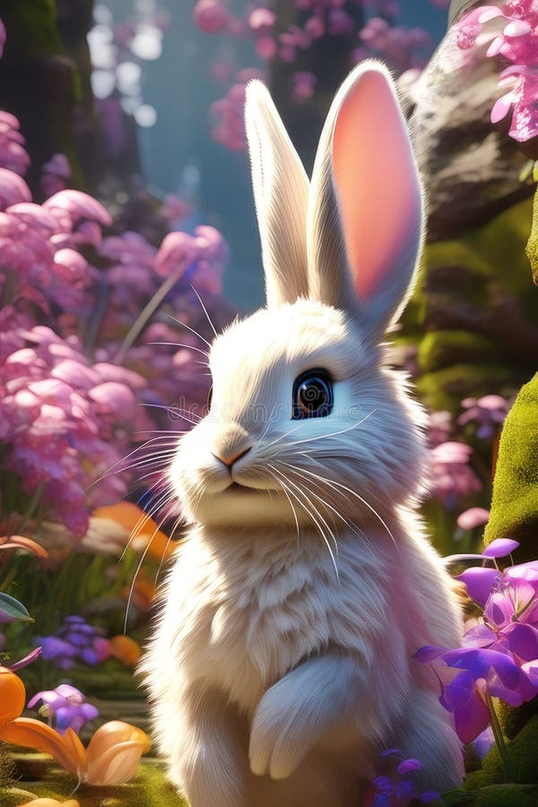 A White Rabbit with Magical Abilities and Big Ears Generative AI Stock ...