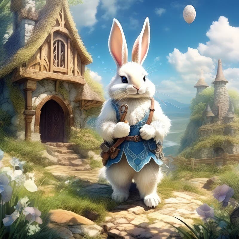 A White Rabbit with Magical Abilities and Big Ears Generative AI Stock ...
