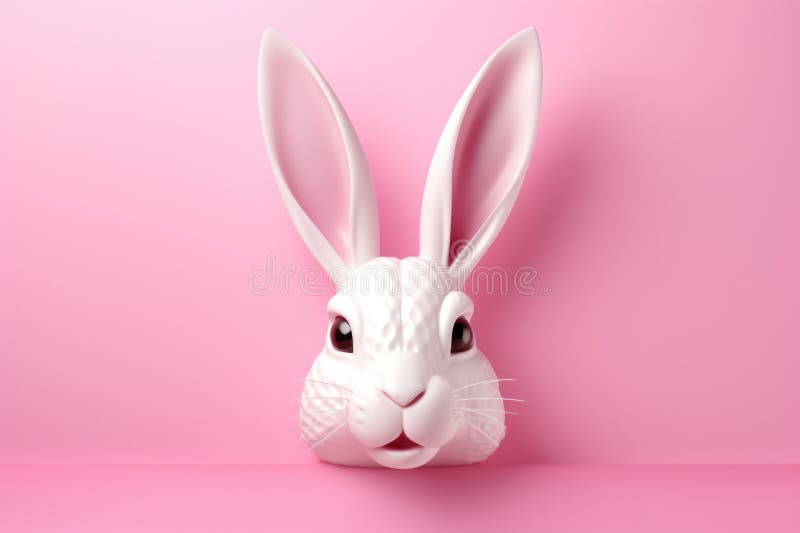 A White Rabbit Mask Placed on a Vibrant Pink Surface. Perfect for ...
