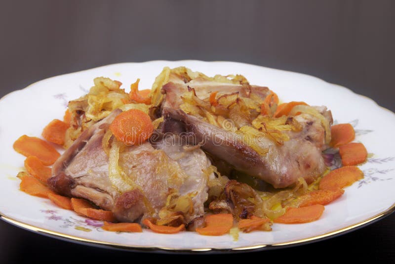 White rabbit meat cooked stock image. Image of vegetables - 34965717