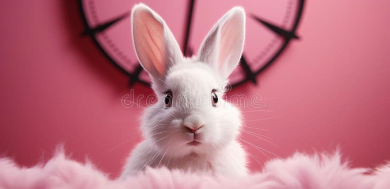 White Rabbit with Pink Bow White Rabbit on Pink White Rabbit on Pink ...