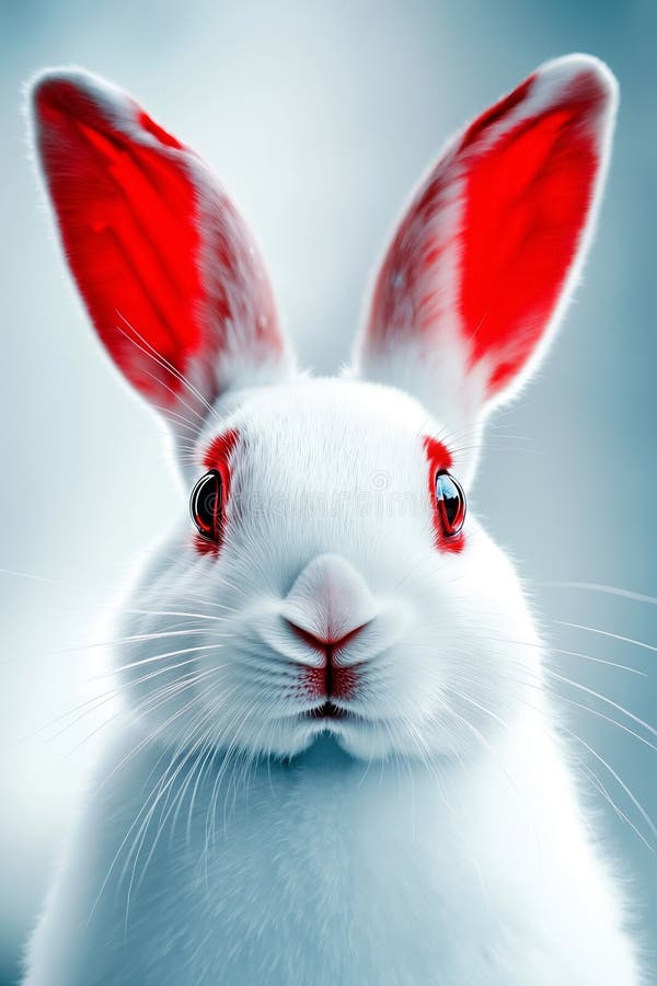 A White Rabbit with Red Ears and Red Eyes Stock Illustration ...