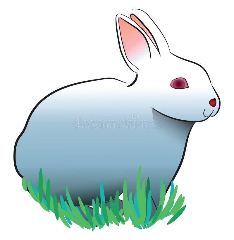 White Rabbit with Bunny Ears Vector or Color Illustration Stock Vector ...