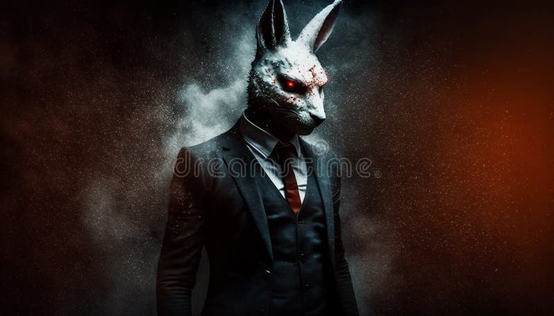 White Rabbit Red Eyes Evil Face, Generative AI Stock Illustration ...