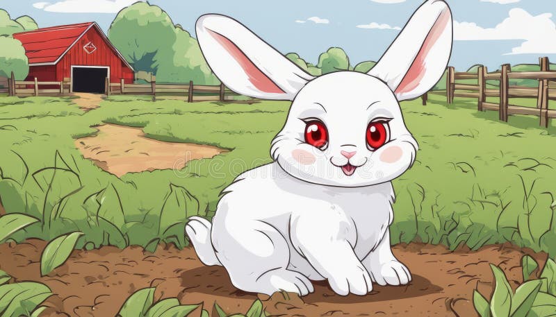 A White Rabbit with Red Eyes and Pink Nose Stock Illustration ...