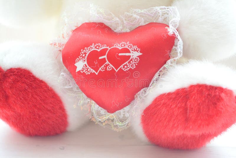 White Rabbit with Red Heart. Valentine Romantic Card Stock Photo ...