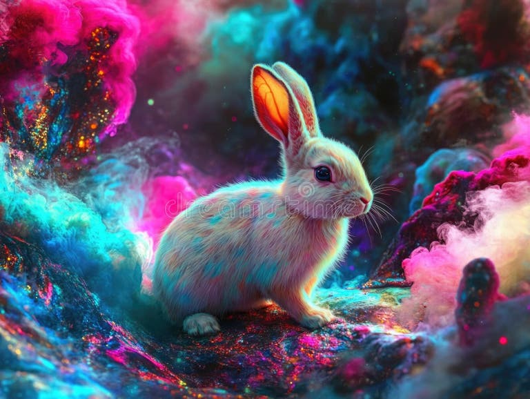White rabbit on rock stock photo. Image of landscape - 380195546