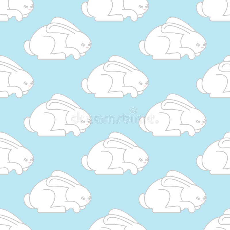 White Rabbit Seamless Pattern. Hare Ornament. Bunny Background Stock ...
