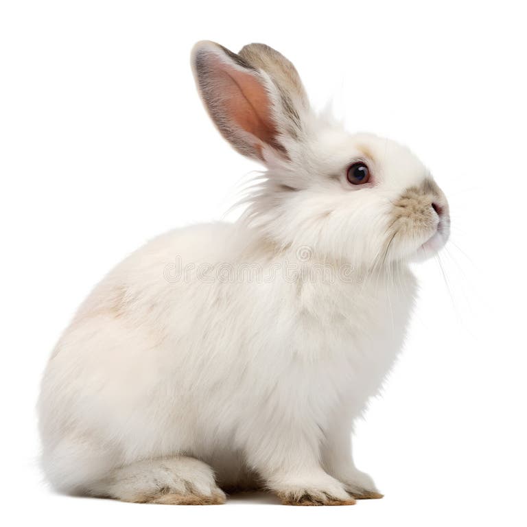 White Rabbit Sitting in Front Isolated on Transparent Background Stock ...