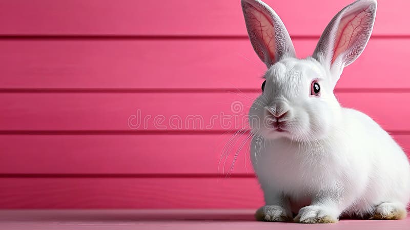 White Rabbit Sitting Front Pink Wall Stock Photos - Free & Royalty-Free ...