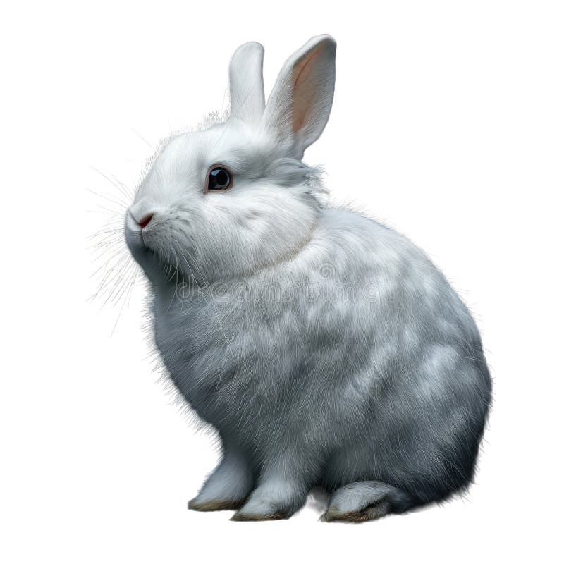 A White Rabbit Sitting with Its Ears Perked Up Stock Image ...