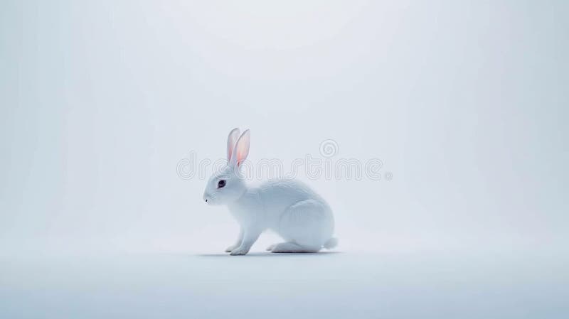 White Rabbit Sitting Studio Backdrop, Product Advertisement Stock Image ...
