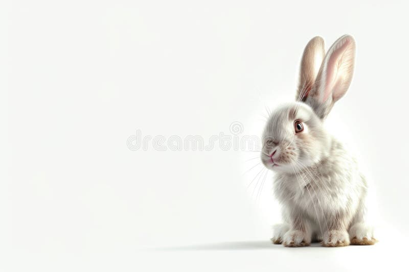 A White Rabbit Sitting on a White Surface. Suitable for Various ...