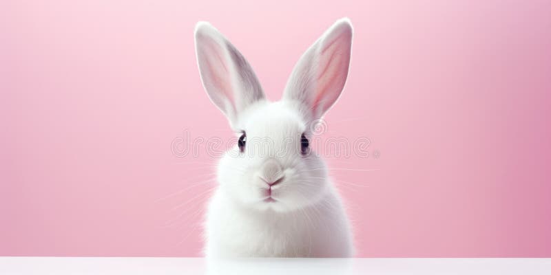 White Rabbit Sitting on Table Stock Photo - Image of domestic, sitting ...