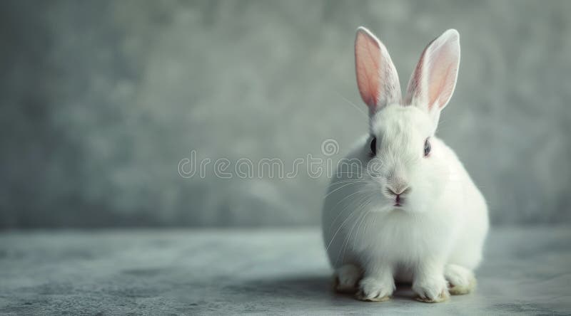 White Rabbit Sitting on Table Stock Image - Image of furry, calm: 311004377