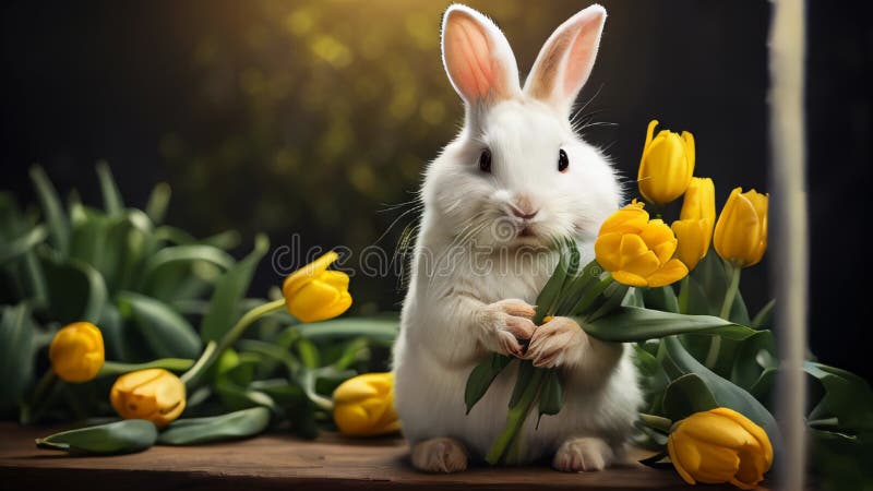 Rabbit and Tulip stock video. Video of colors, tranquil - 304150321