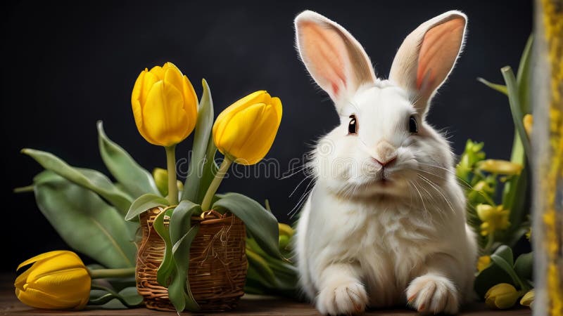 Rabbit and Tulip stock video. Video of plant, flowerbed - 304151577