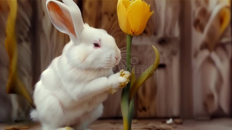 Rabbit and Tulip stock video. Video of wildlife, rabbit - 304306153