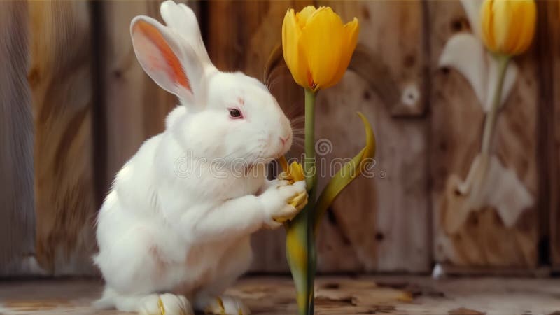 Rabbit and Tulip stock footage. Video of pastel, renewal - 304306212