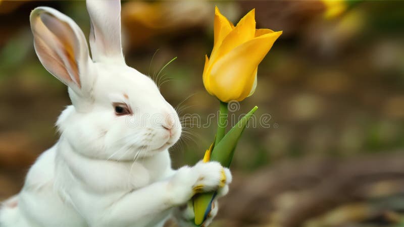 Rabbit and Tulip stock video. Video of horticulture - 304062175