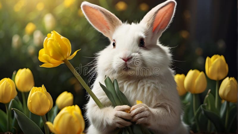 Rabbit and Tulip stock footage. Video of pastel, animal - 303936908