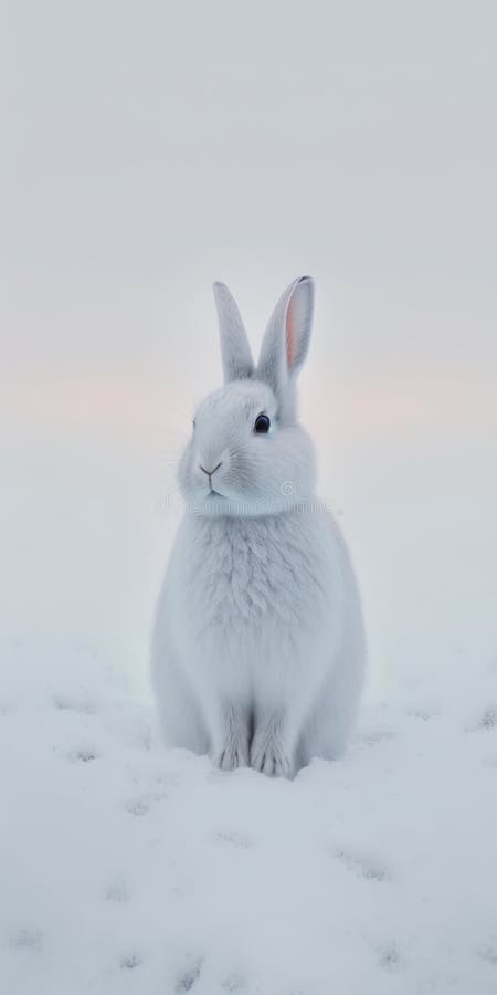 White rabbit in the snow stock illustration. Illustration of animal ...